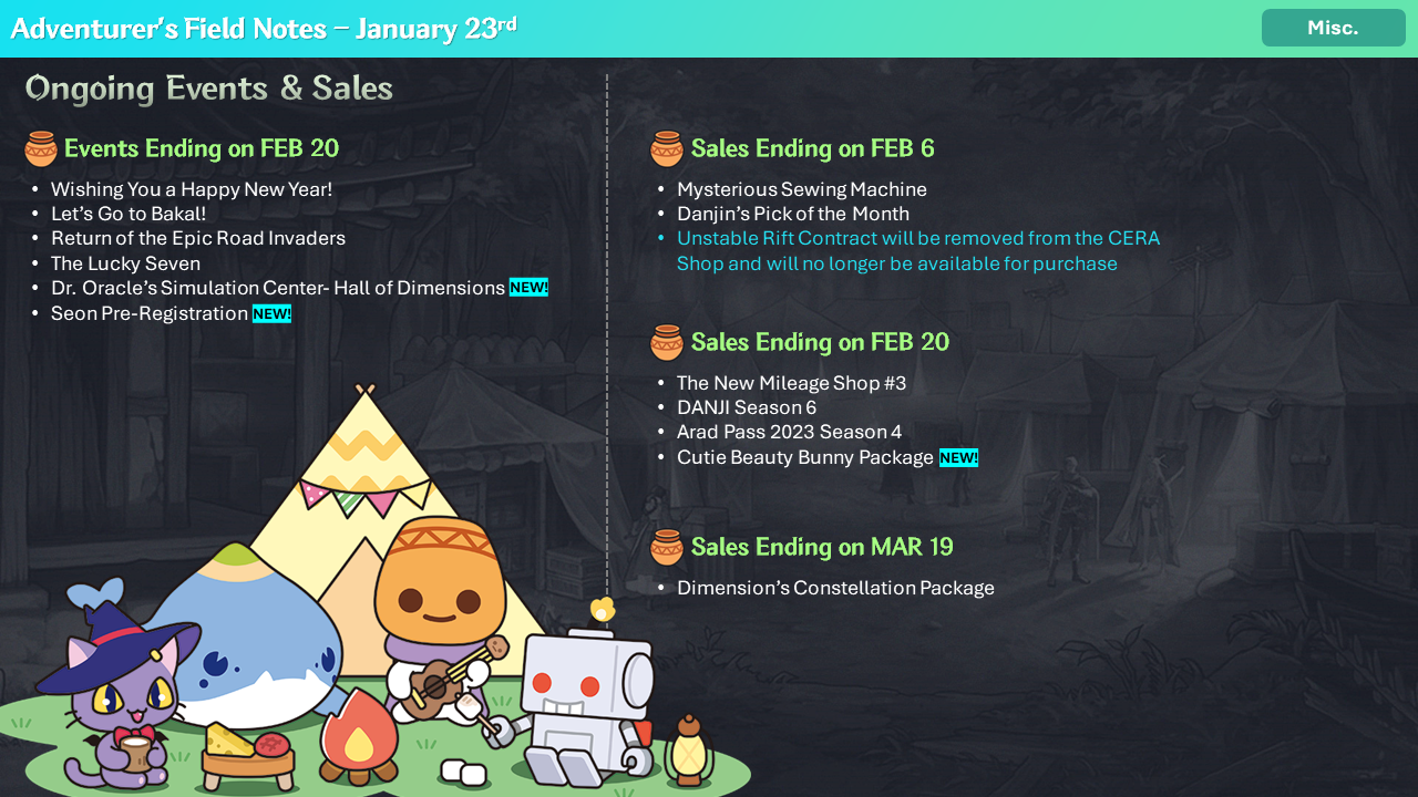 Adventurer's Field Notes JAN 23, 2024 | Dungeon Fighter Online